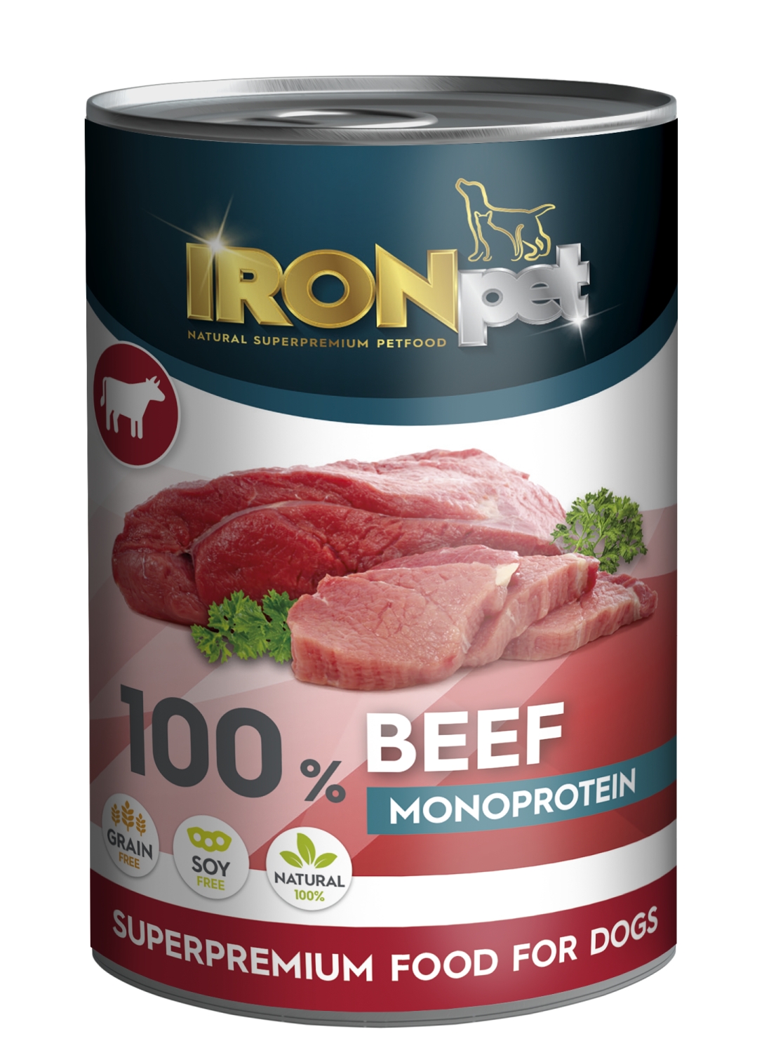 IRONpet BEEF 100% Monoprotein 400g Hovězí, konzerva-(Balení 6 kusů ...