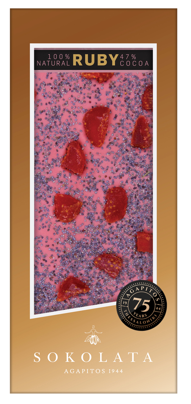 RUBY čokoláda s jahodami a mákem 100g SOKOLATA AGAPITOS – Obchodiště.cz