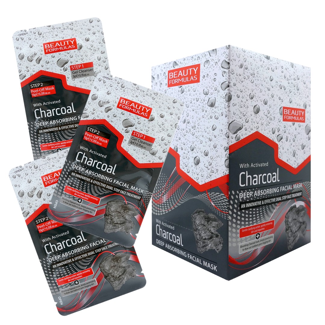 BEAUTY FORMULAS CHARCOAL DEEP ABSORBING FACIAL MASK Obličejová maska 24ks – Obchodiště.cz